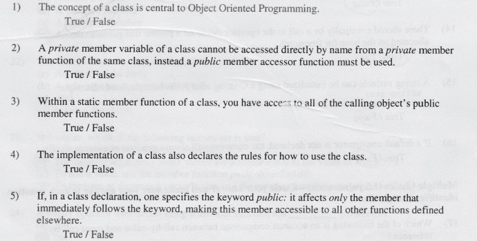 Solved 1 The Concept Of A Class Is Central To Object