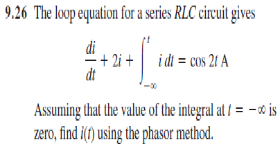 Solved 9.26 The loop equation for a series RLC circuit gives | Chegg.com