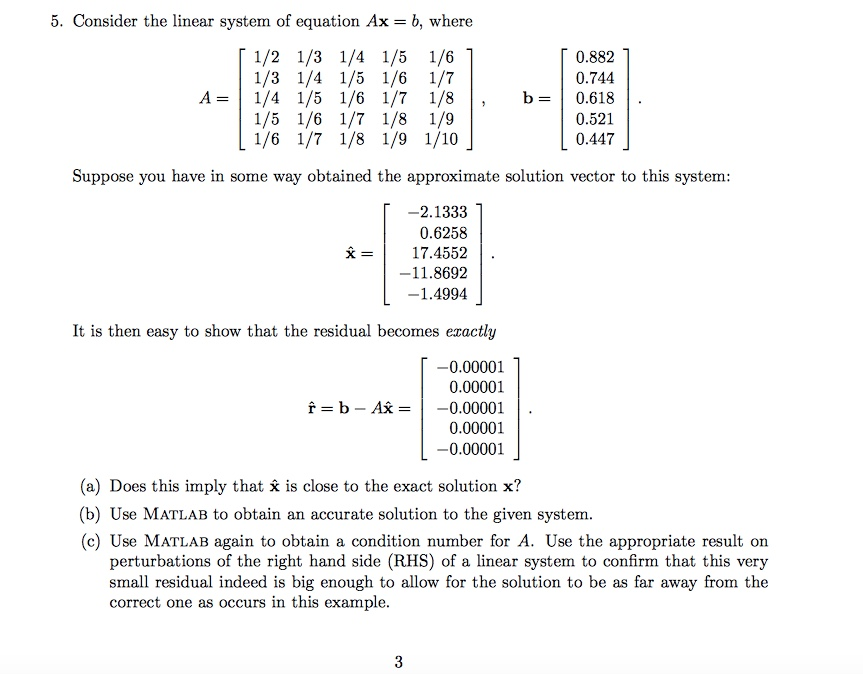 Solved Consider the linear system of equation Ax = b, where | Chegg.com