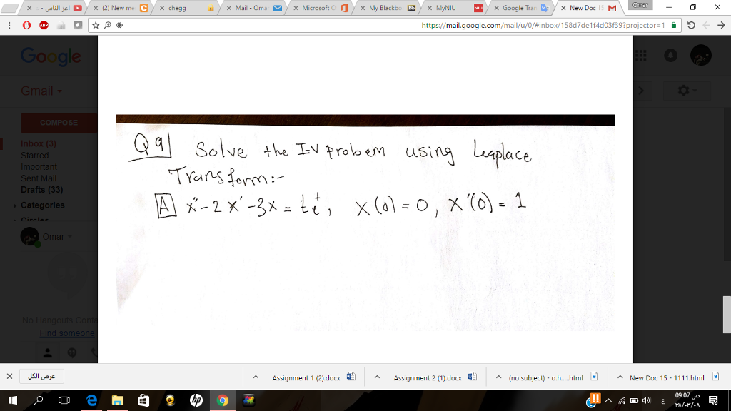 Solved Solve the Iv problem using Laplace Transform:- A x" | Chegg.com