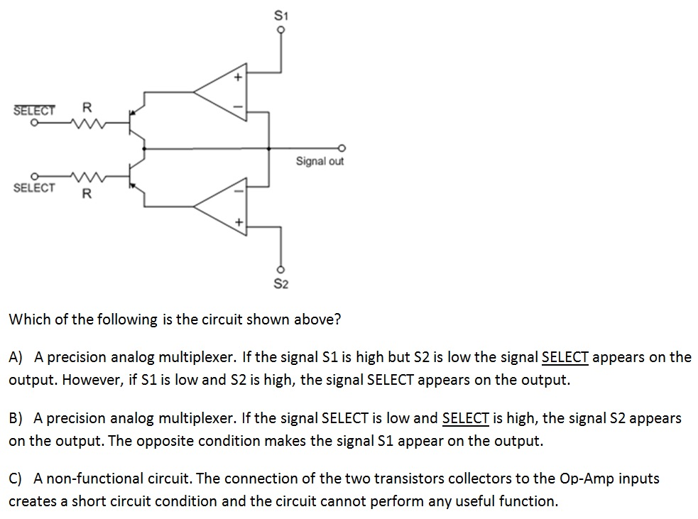 Solved S1 SELECT R Signal out SELECT R S2 Which of the | Chegg.com