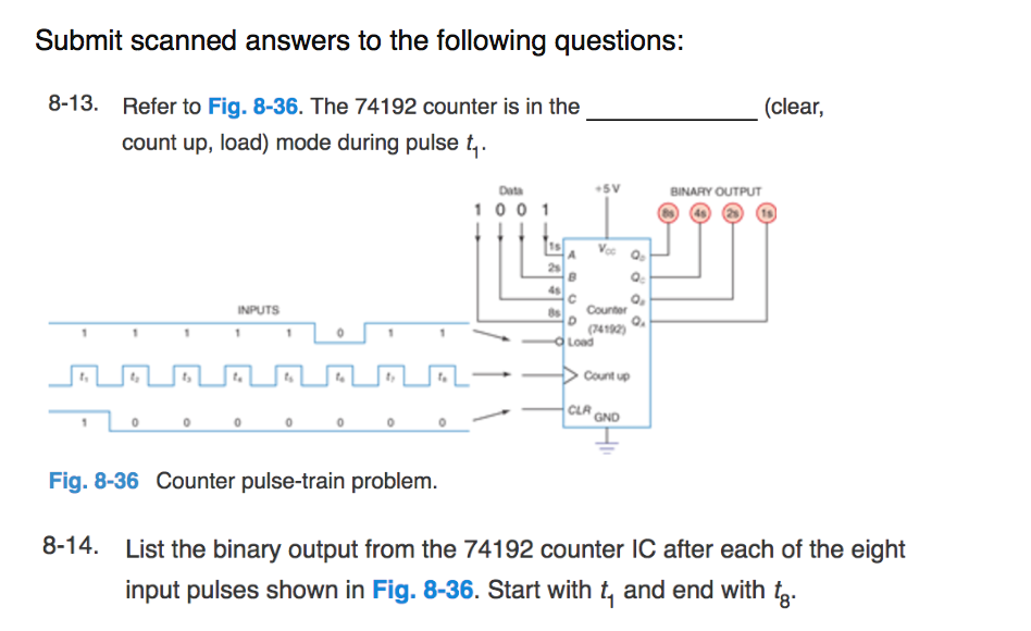 Solved Refer to Fig. 8-36. The 74192 counter is in | Chegg.com