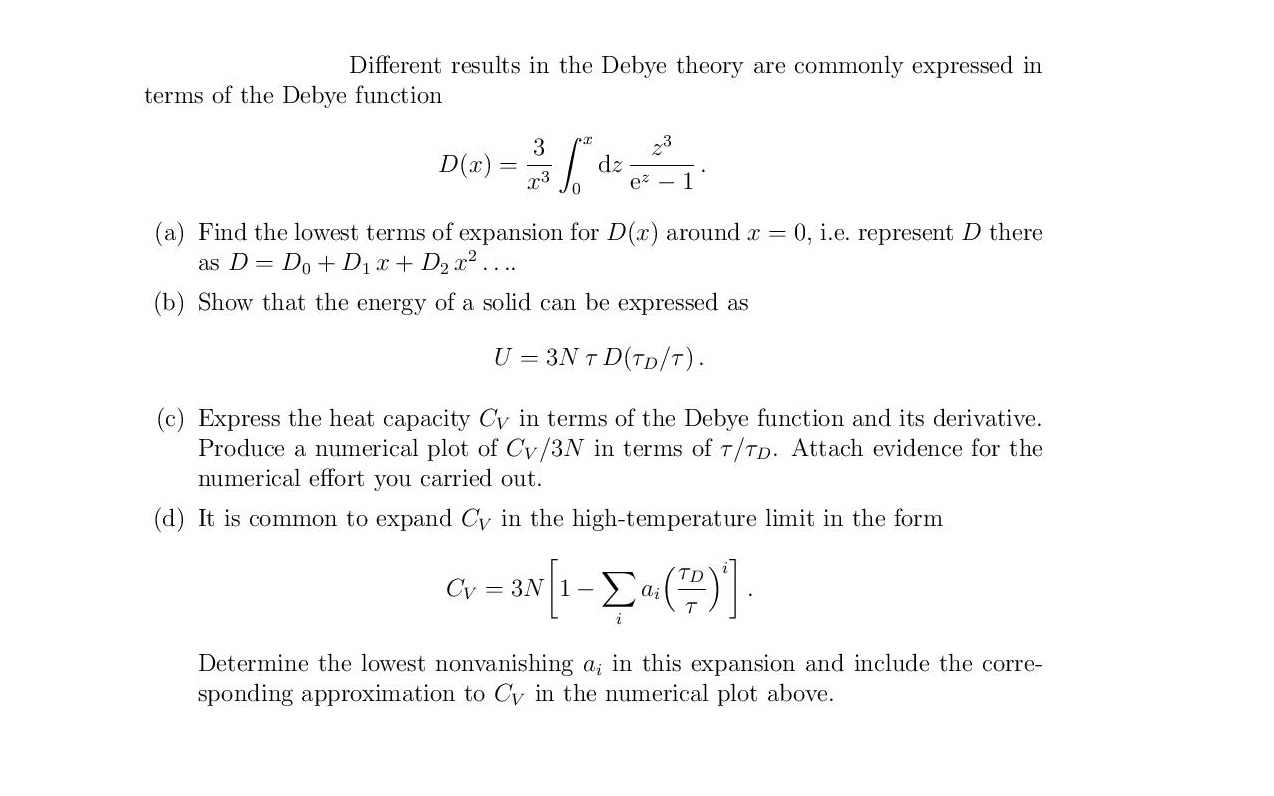 Different results in the Debye theory are commonly | Chegg.com