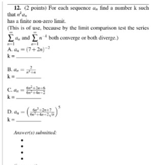 Solved for each sequence an find a number k such that nkan? | Chegg.com