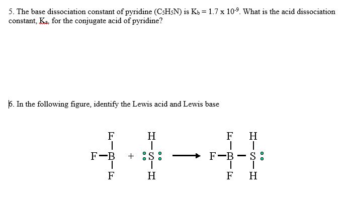 Solved 5. The base dissociation constant of pyridine | Chegg.com