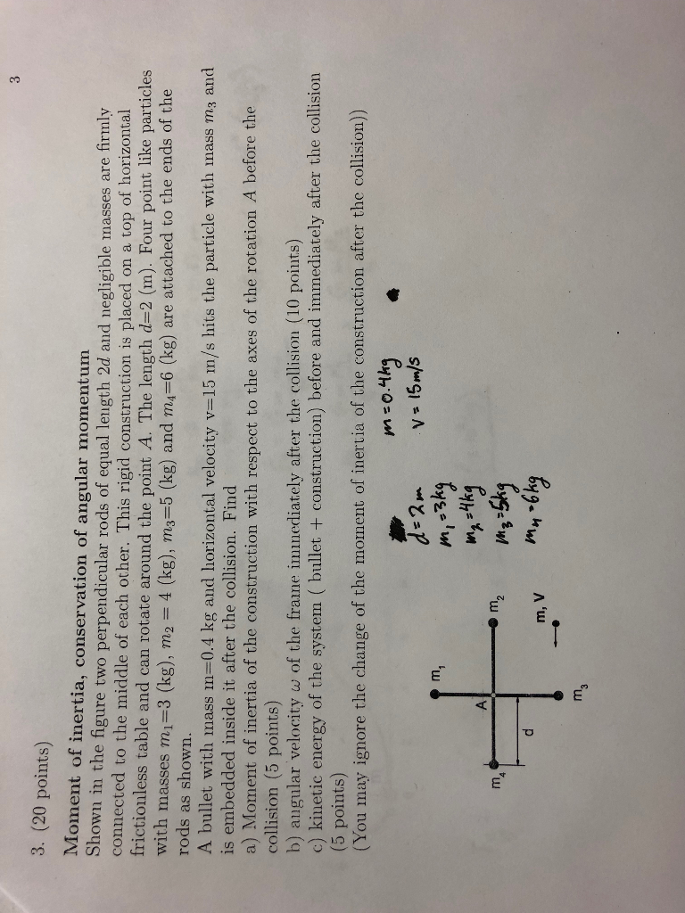 Solved 3 3 20 Points Moment Of Inertia Conservation Of