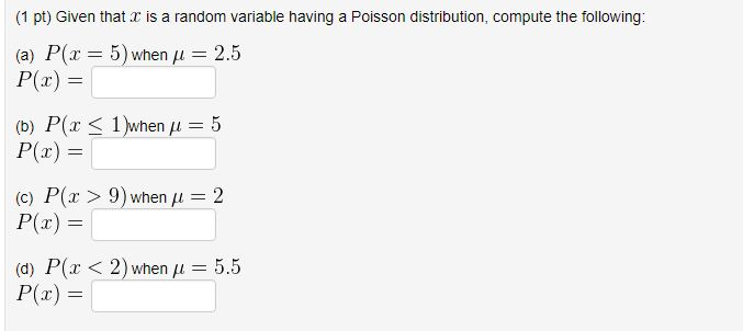 Solved (1 pt) Given that r is a random variable having a | Chegg.com