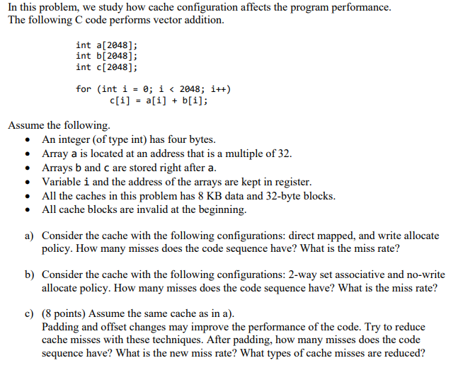 Solved In this problem, we study how cache configuration | Chegg.com