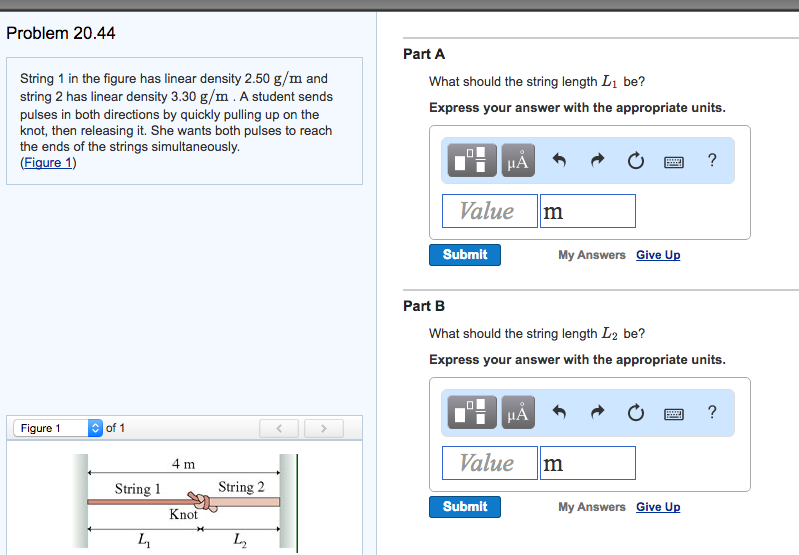 Solved String 1 in the figure has linear density 2.50 g/m | Chegg.com