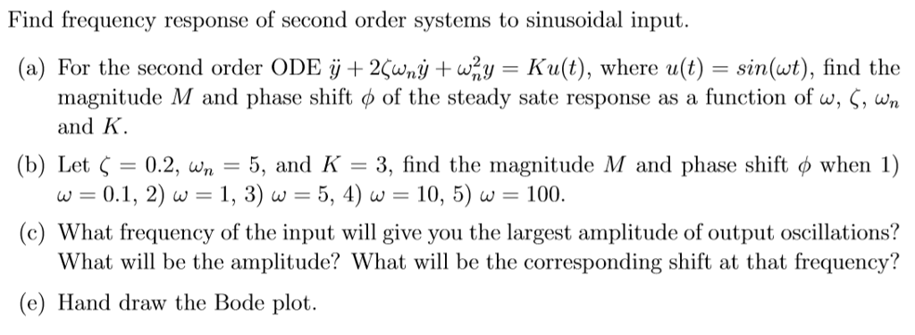 Solved Find frequency response of second order systems to | Chegg.com