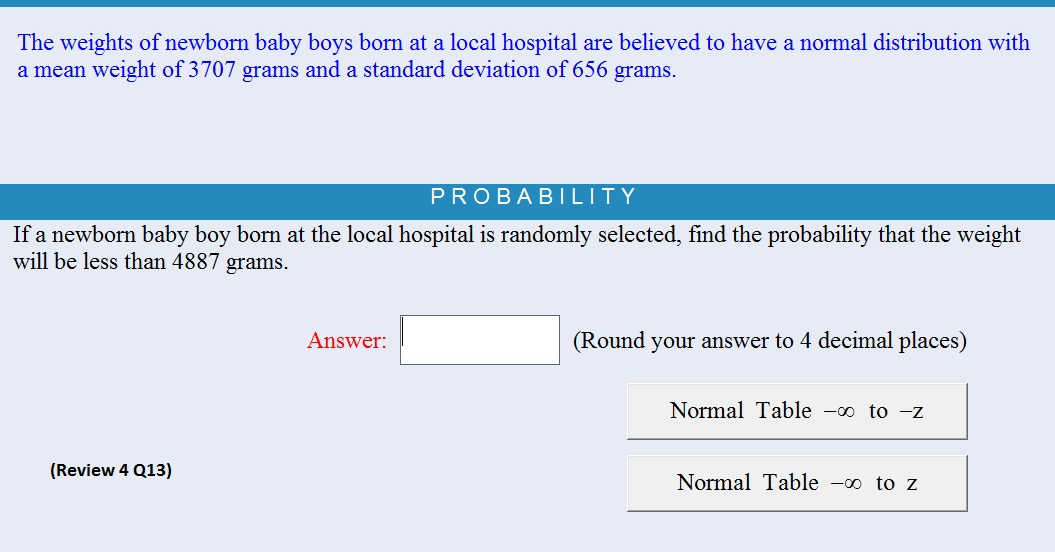 Solved The weights of newborn baby boys born at a local | Chegg.com
