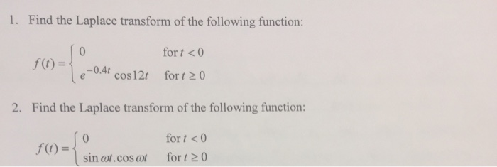 Solved Find the Laplace transform of the following function: | Chegg.com