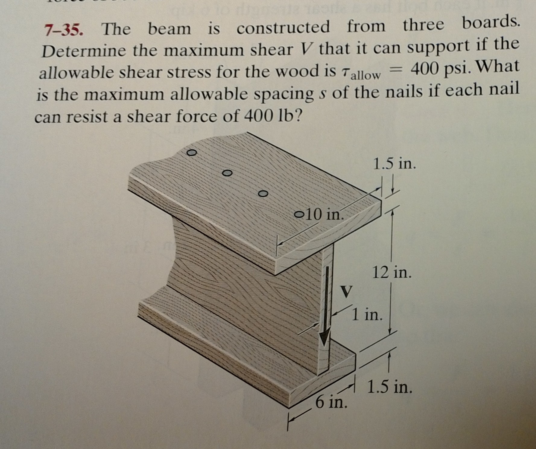 Solved Problem 7.35 The beam is constructed from three | Chegg.com Solved Problem 7.35 The beam is constructed from three | Chegg.com