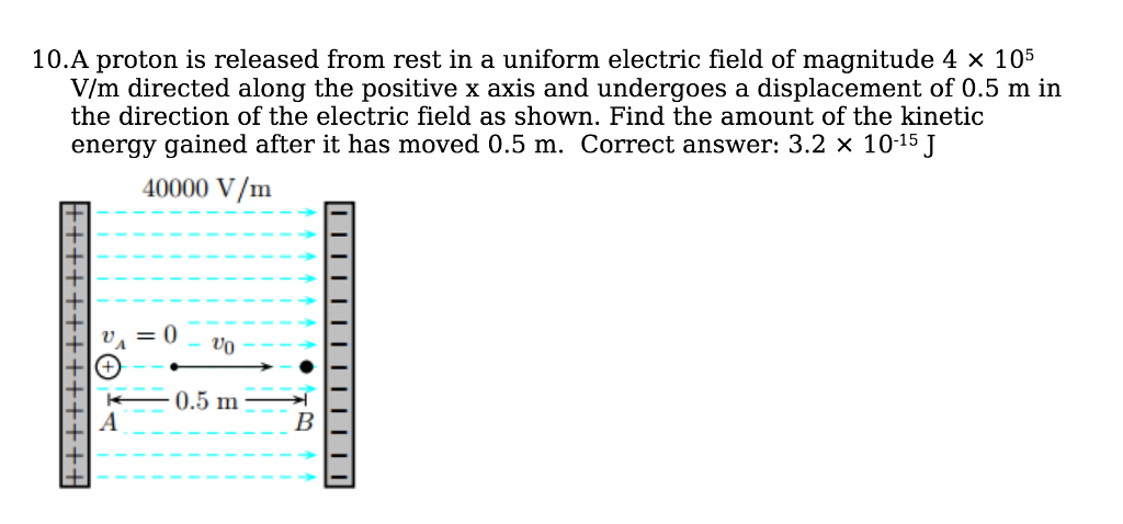 Solved 10.A proton is released from rest in a uniform | Chegg.com