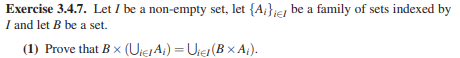 Solved Exercise 3.4.7. Let be a non-empty set, let (Aiiel be | Chegg.com