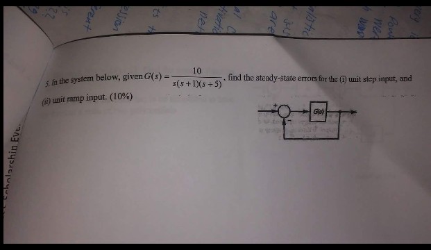 Solved 10 below, given G((+ 1 5) , find the steady-state | Chegg.com