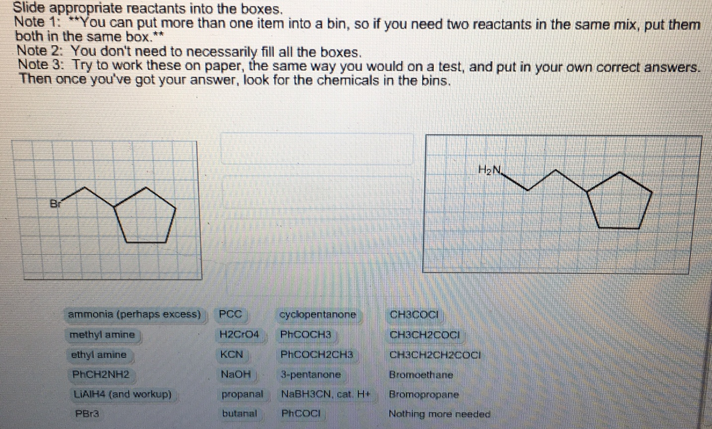 Solved Slide appropriate reactants into the boxes. Note 1: | Chegg.com