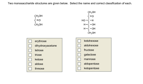 Solved Two monosaccharide structures are given below, Select | Chegg.com