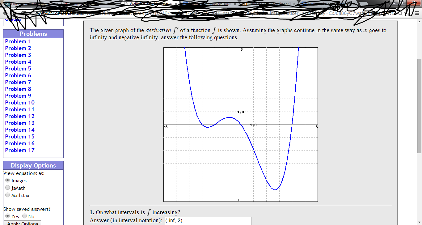 Solved 1. On what intervals is increasing? Answer (in | Chegg.com