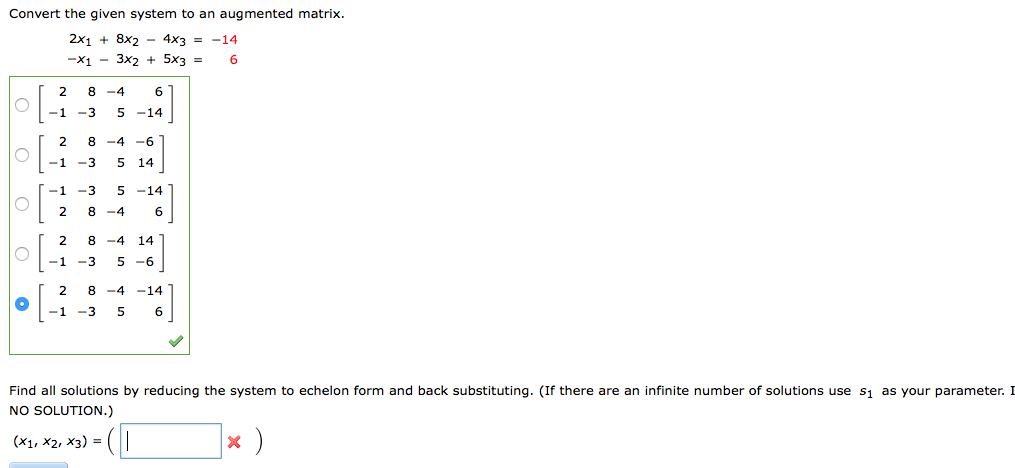 Solved Convert the given system to an augmented matrix. | Chegg.com