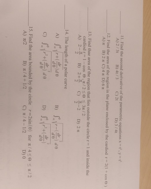 Solved 11 Find The Second Derivative Of The Parametric
