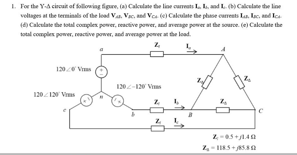 Solved For the Y-delta circuit of following figure, (a) | Chegg.com