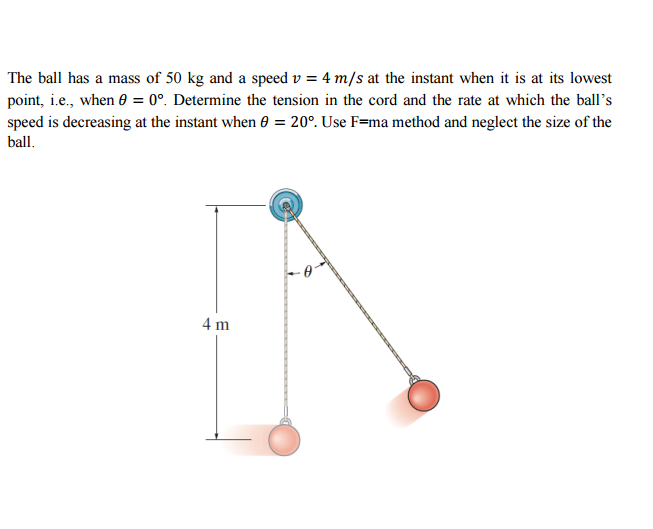 Solved The ball has a mass of 50 kg and a speed v = 4 m/s at | Chegg.com