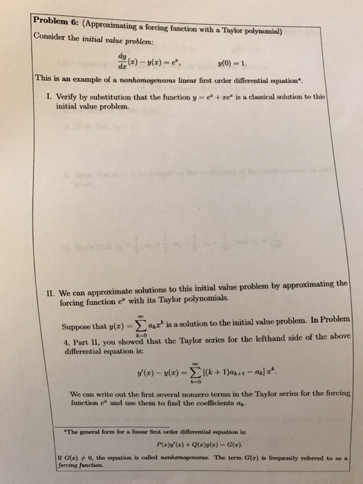 Solved Problem 6: (Approximating a forcing function with a | Chegg.com