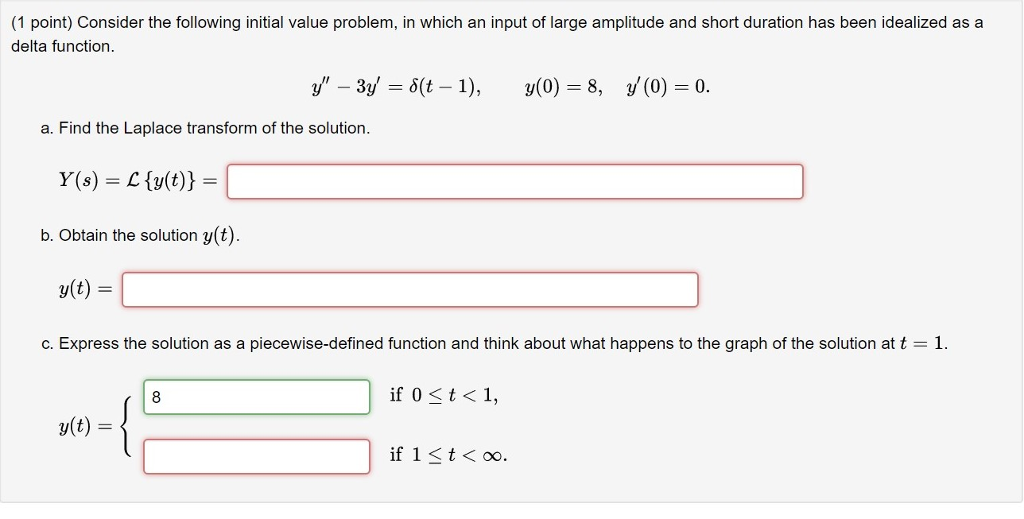 Solved (1 point) Consider the following initial value | Chegg.com