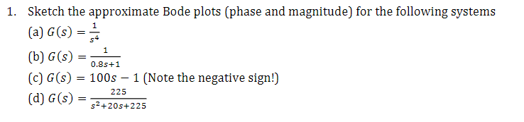 Solved Sketch the approximate Bode plots (phase and | Chegg.com