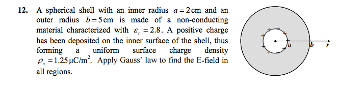 Solved 12. A spherical shell with an inner 12. A spherical | Chegg.com