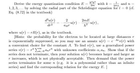 Derive the energy quantization condition E = h^2 | Chegg.com