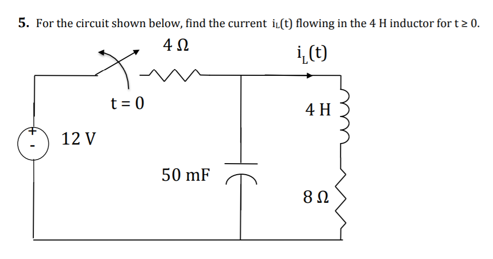 Solved 5. For the circuit shown below, find the current i(t | Chegg.com
