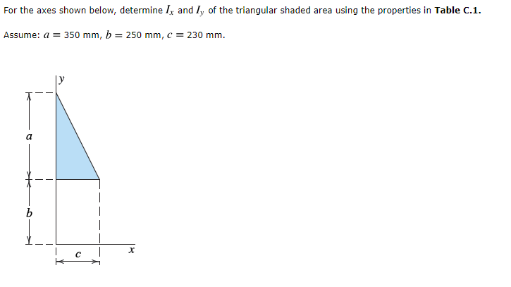 Solved: For The Axes Shown Below, Determine I And Ly Of Th... | Chegg.com