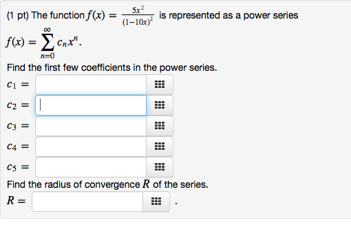 Solved The function f(x)=5x^2/(1?10x)^2 is represented as a | Chegg.com