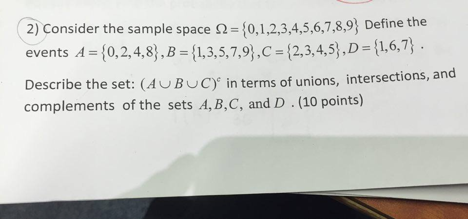 Solved Consider the sample space Ohm = {0, 1, 2, 3, 4, 5, 6, | Chegg.com