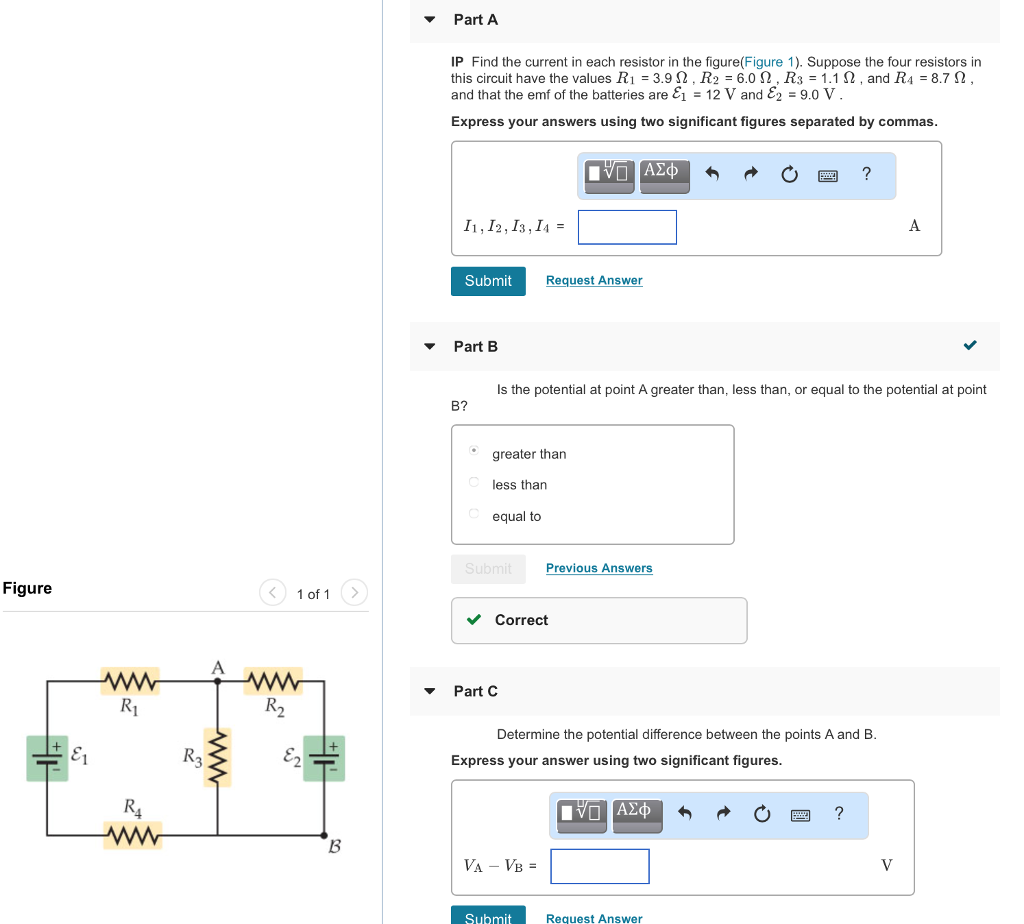 Solved Part A IP Find the current in each resistor in the | Chegg.com