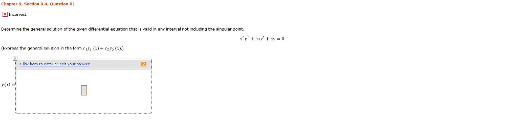 Solved Chapter 9, Section 9.4, Question 01 Incorrect | Chegg.com