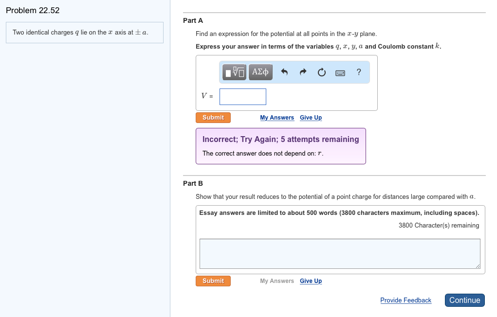 Solved Two identical charges q lie on the x axis at +- a. | Chegg.com