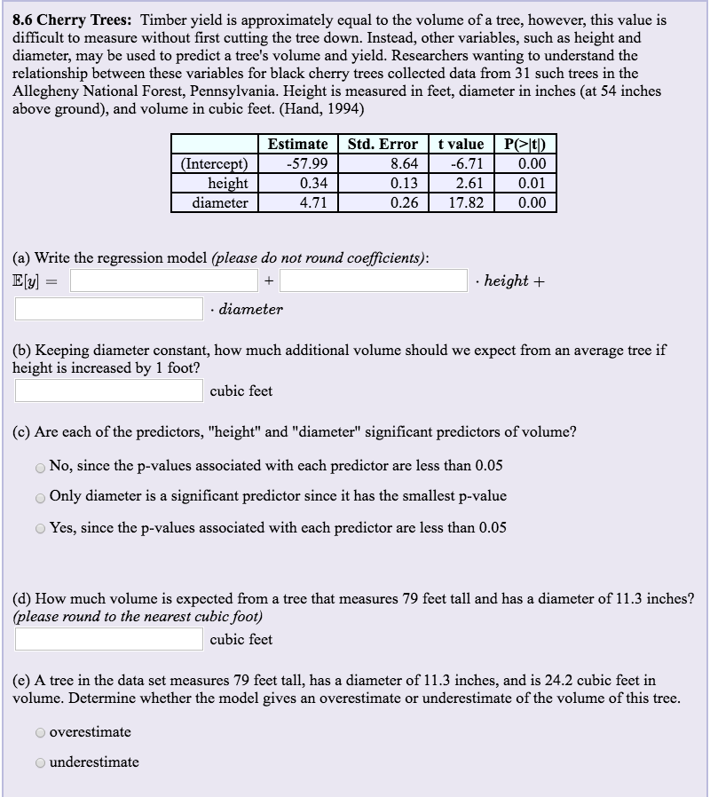 Timber yield is approximately equal to the volume of | Chegg.com