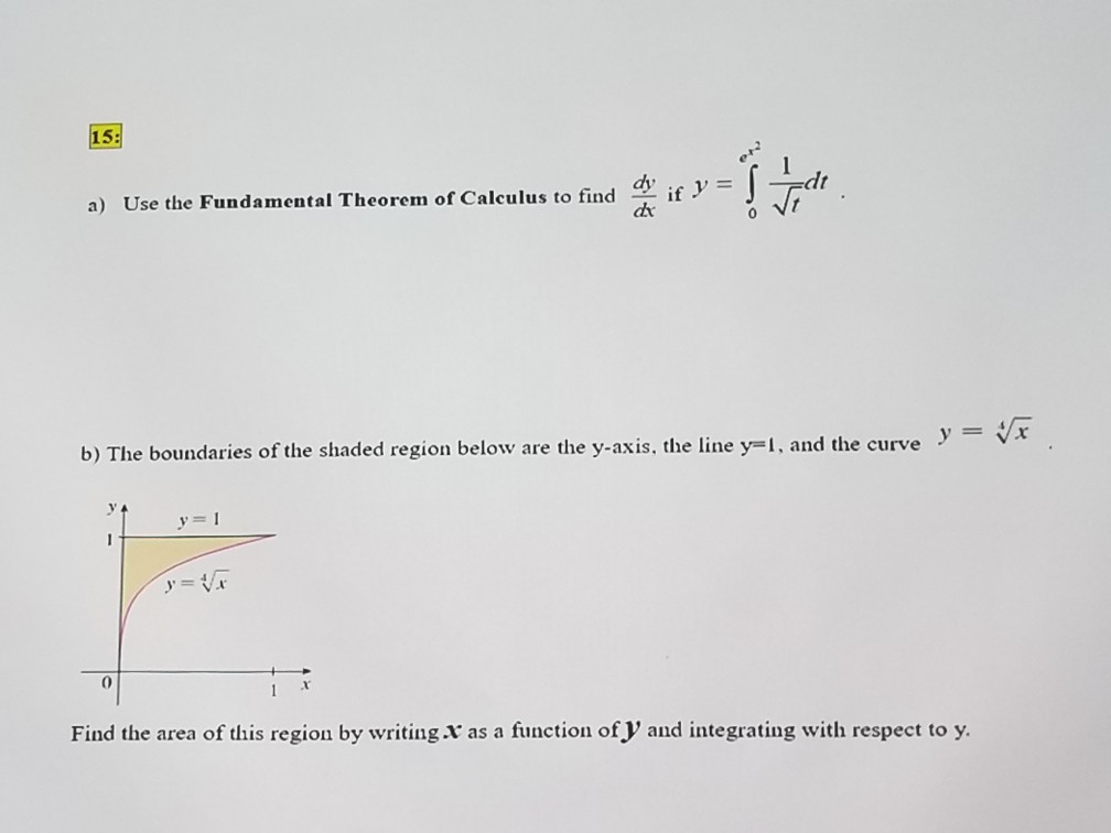 Solved Use The Fundamental Theorem Of Calculus To Find Dy Dx