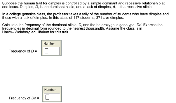 Solved Suppose the human trait for dimples is controlled by | Chegg.com