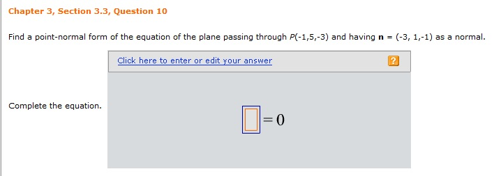 Solved Find a point-normal form of the equation of the plane | Chegg.com