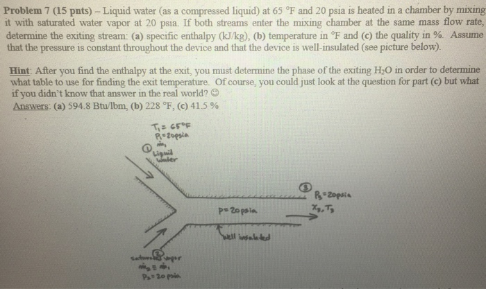 Solved Liquid water (as a compressed liquid) at 65 degree F | Chegg.com