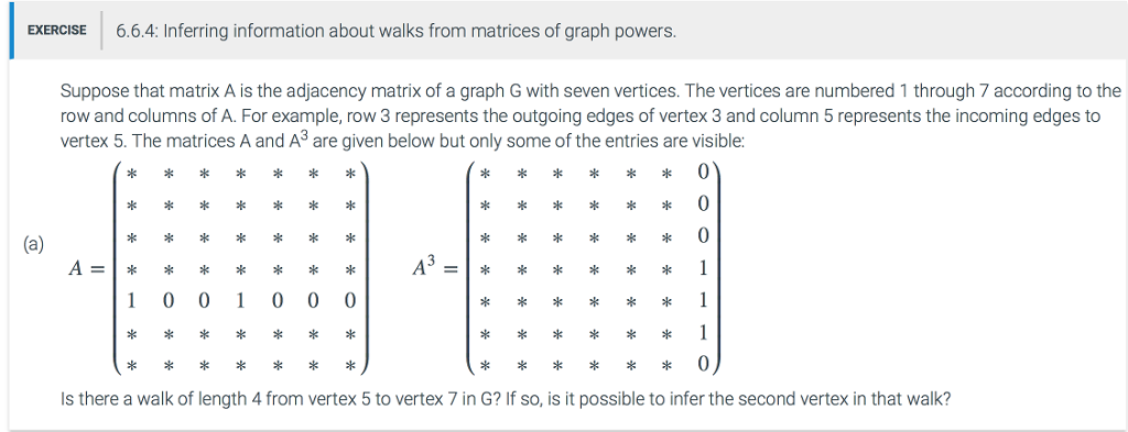 Solved Suppose that matrix A is the adjacency matrix of a | Chegg.com