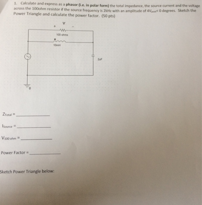 Solved Calculate and express as a phasor (i.e. in polar | Chegg.com