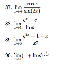 Solved lim cosx/x rightarrow pi/2 sin(2x) lim ex - e/x | Chegg.com
