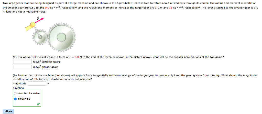 Solved Two large gears that are being designed as part of a | Chegg.com