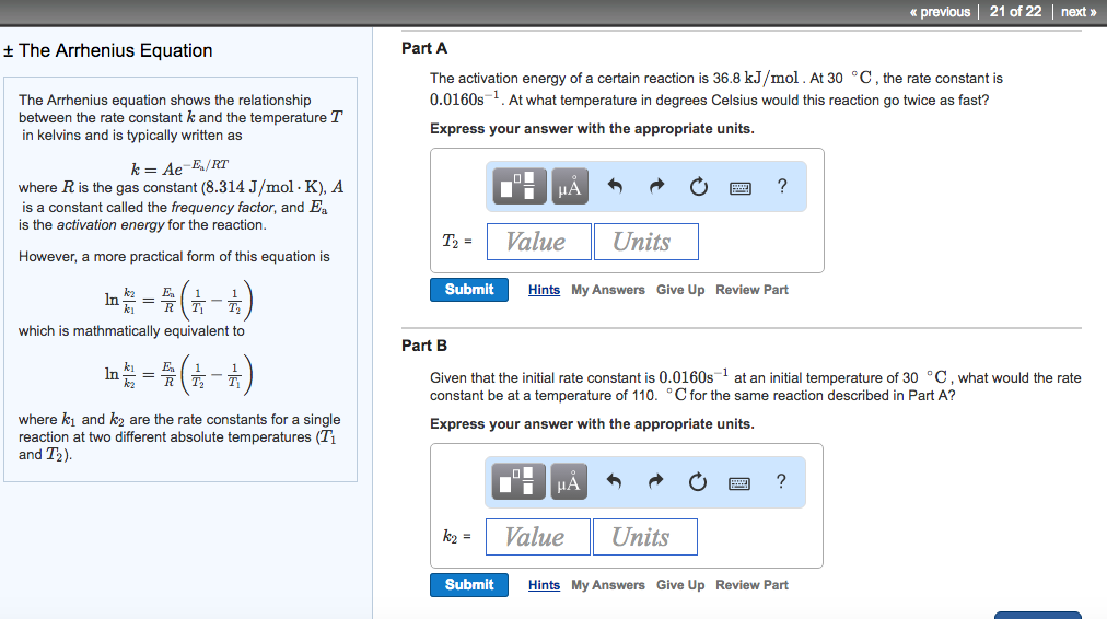 Solved The Arrhenius equation shows the relationship between | Chegg.com