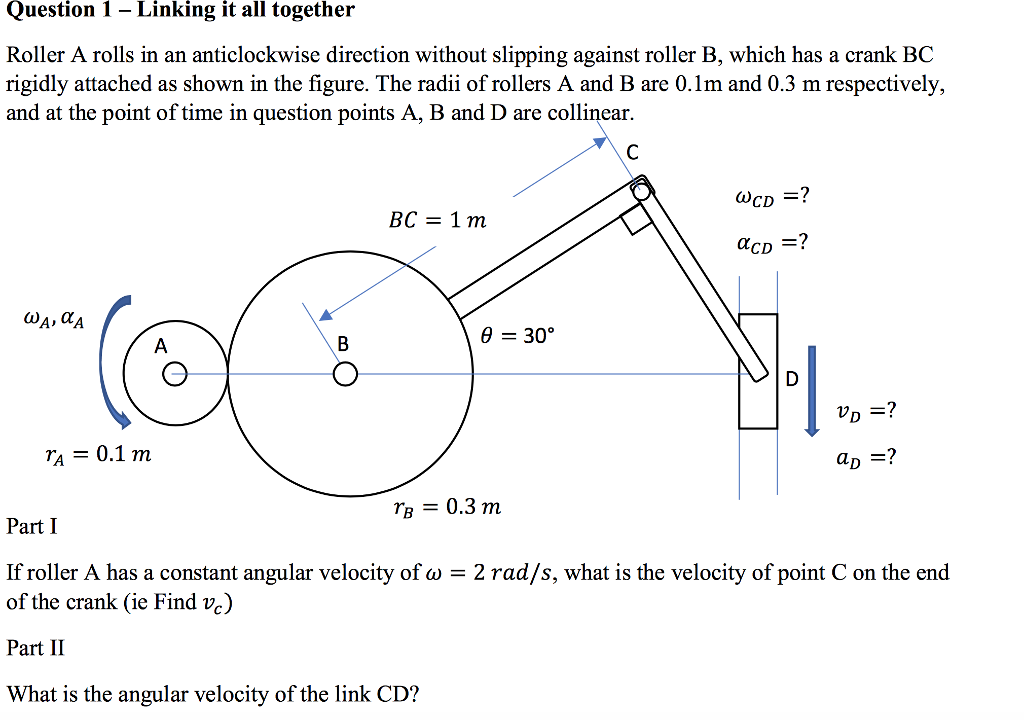 Solved Question 1 - Linking it all together Roller A rolls | Chegg.com